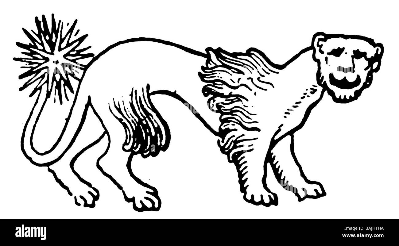 John Vinycomb’s 1906 illustration of a manticore, a mythical creature ...