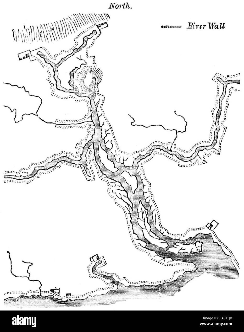 This 1861 plan by J. W. Brooks illustrates the creek at Holy Haven ...