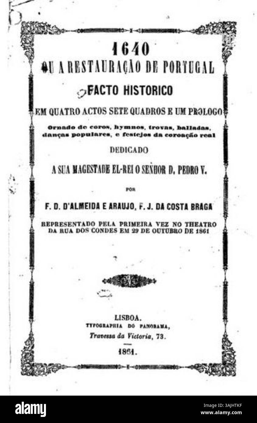 The cover of the 1861 play '1640 ou a Restauração de Portugal ...