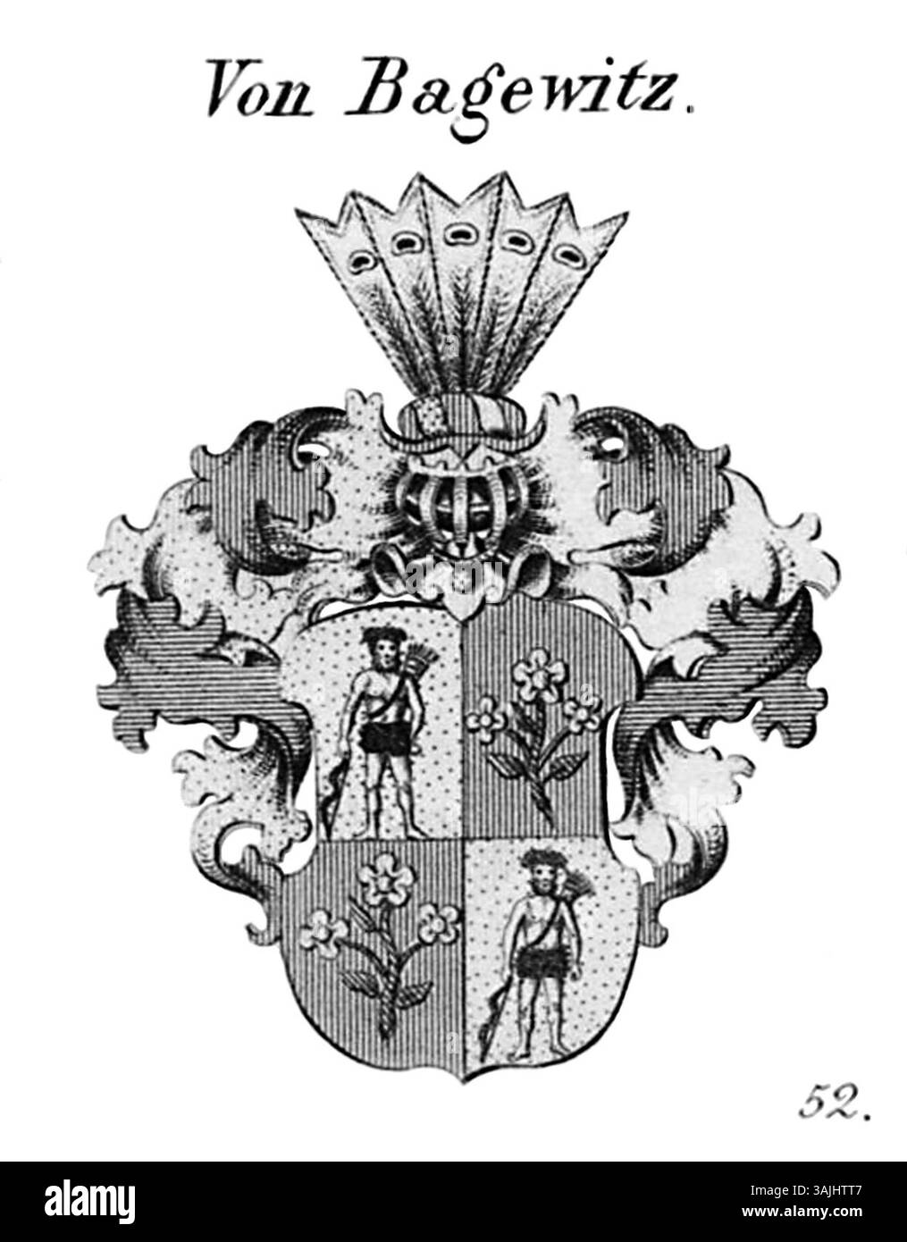 The coat of arms of the Bagewitz family, created in 1851, representing ...