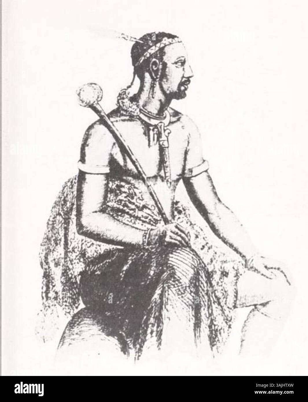 A depiction of Moshoeshoe I, the founder of the Basotho Kingdom, in ...
