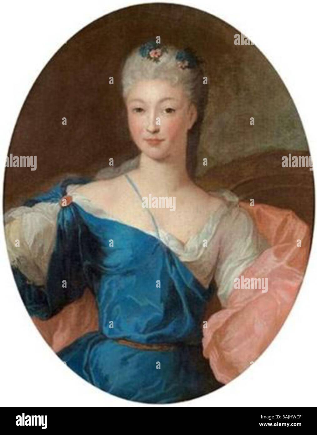 This portrait, created by the French School around 1710, features an unidentified woman. The oil ...