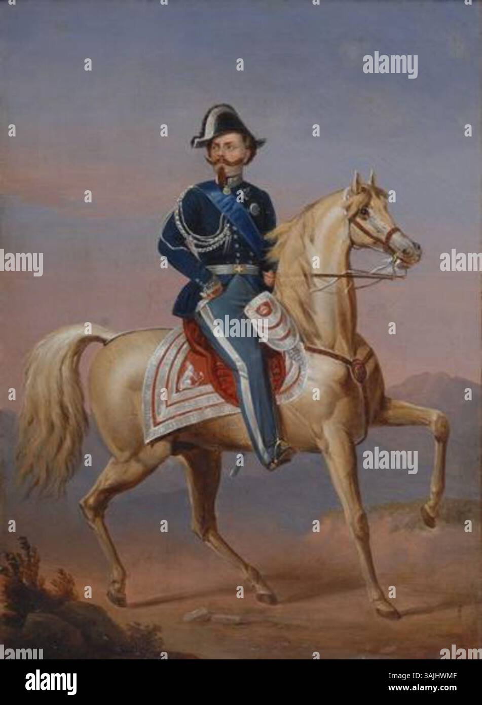 Equestrian portrait of King Vittorio Emanuele II of Savoy, painted in ...