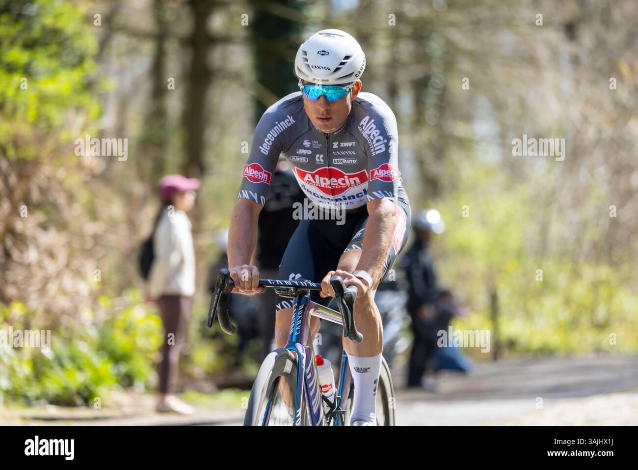 Jasper Phillipson riding through the Arenberg sector during practise ...