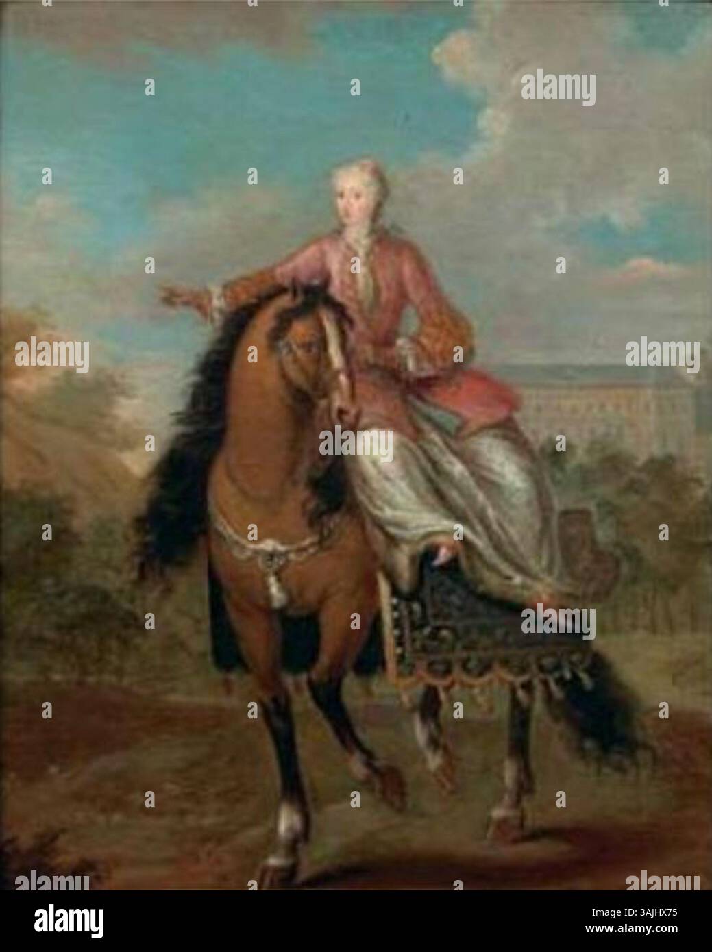 Equestrian portrait of Princess Maria Anna Victoria of Savoy, painted ...