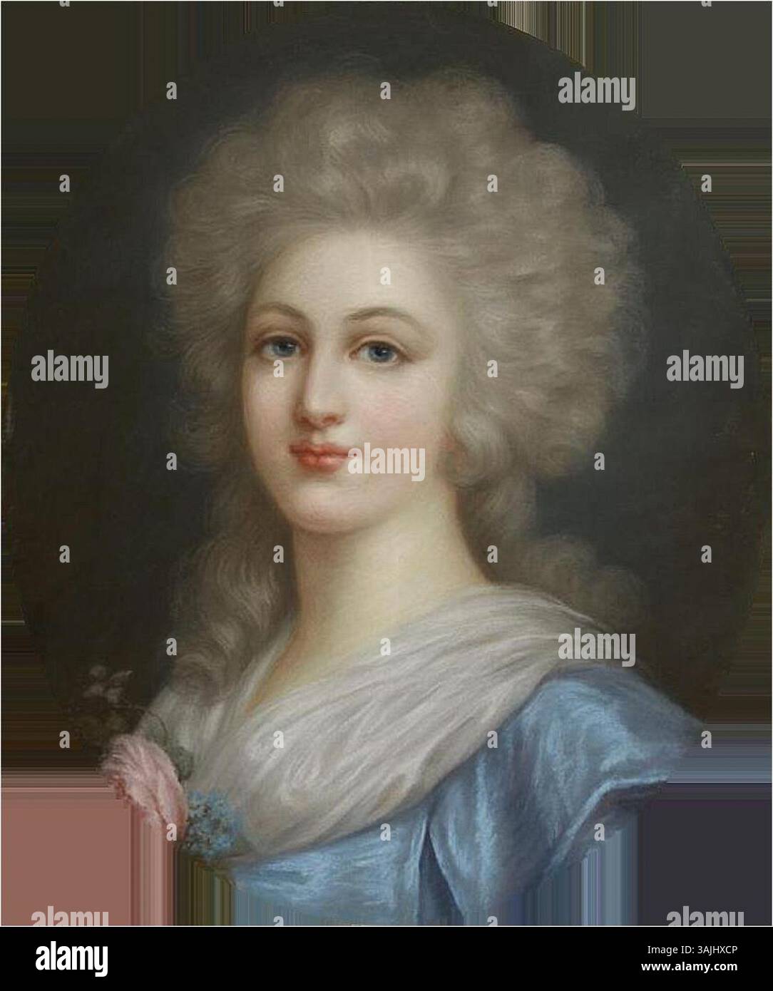 A portrait of a lady, painted in the manner of Nattier around 1785. The ...