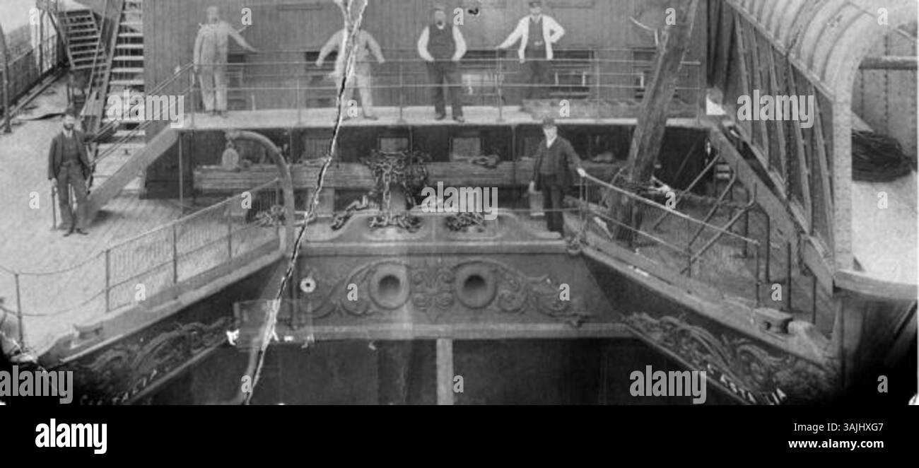 The stern of the Castalia in Deptford after its conversion in 1884. The ...