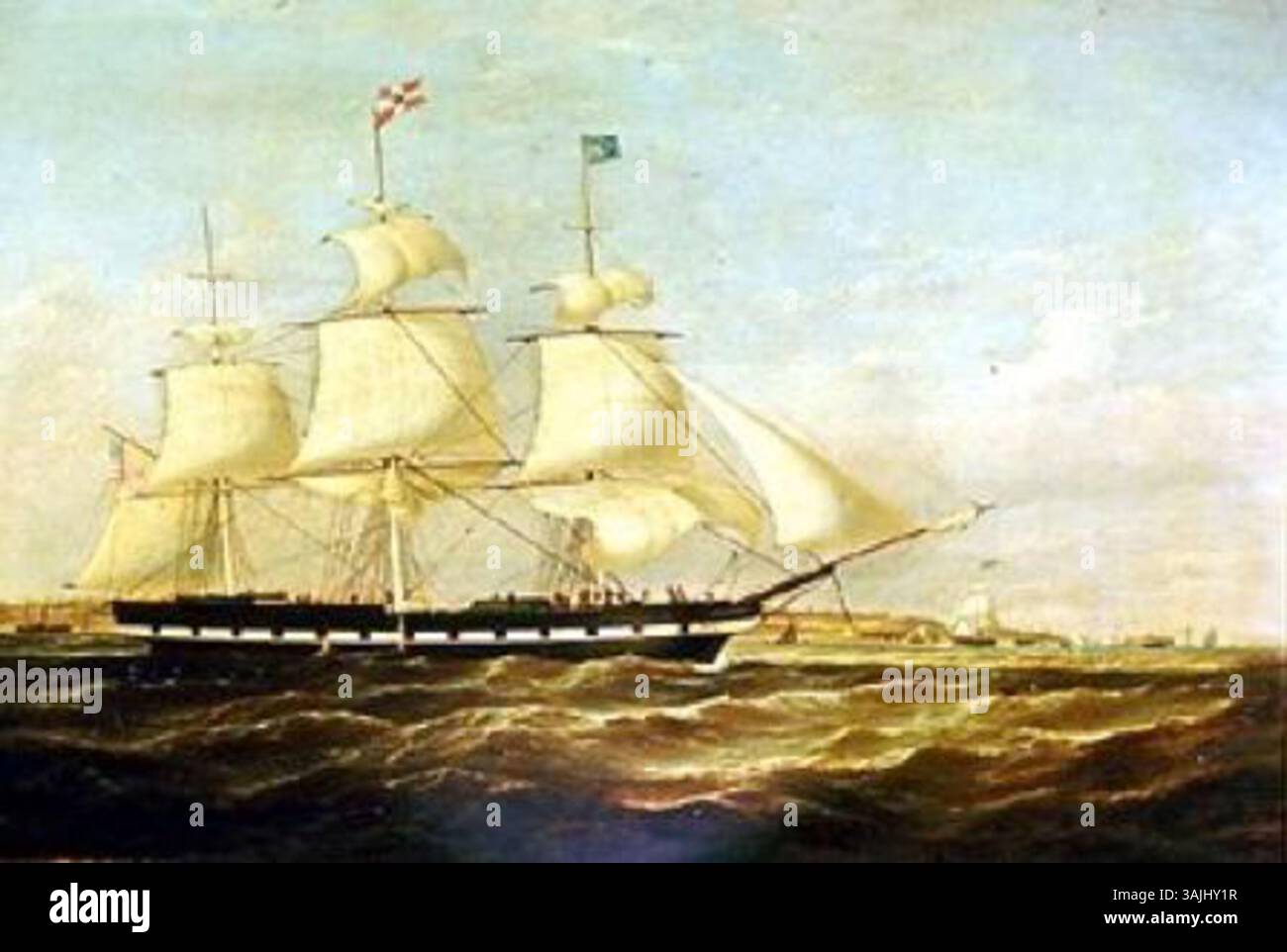 The 19th-century painting by Samuel Walters depicts the American Packet ...