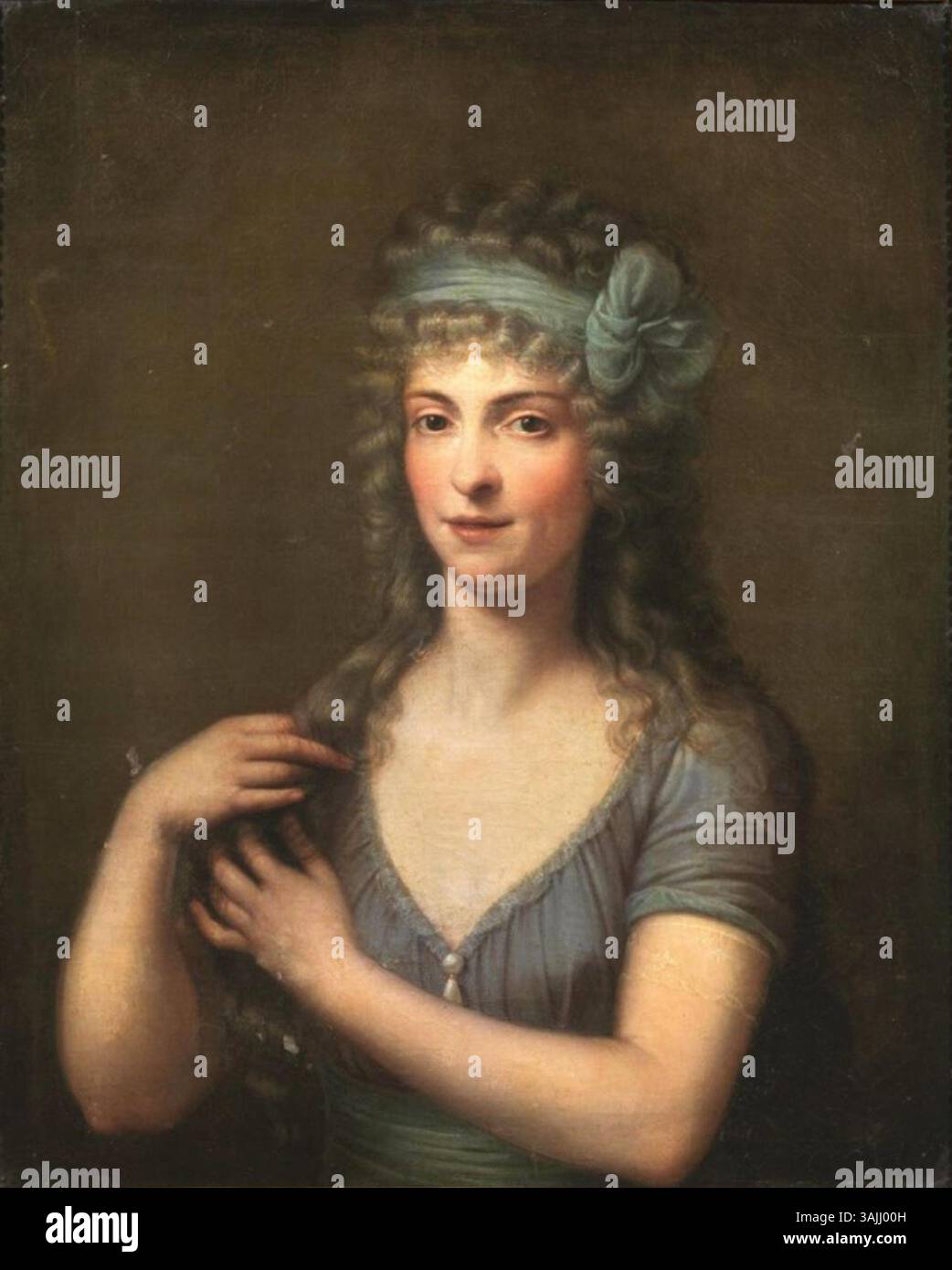 This French school painting from 1795–1799, titled 'Ritratto di nobildonna' (Portrait of a ...