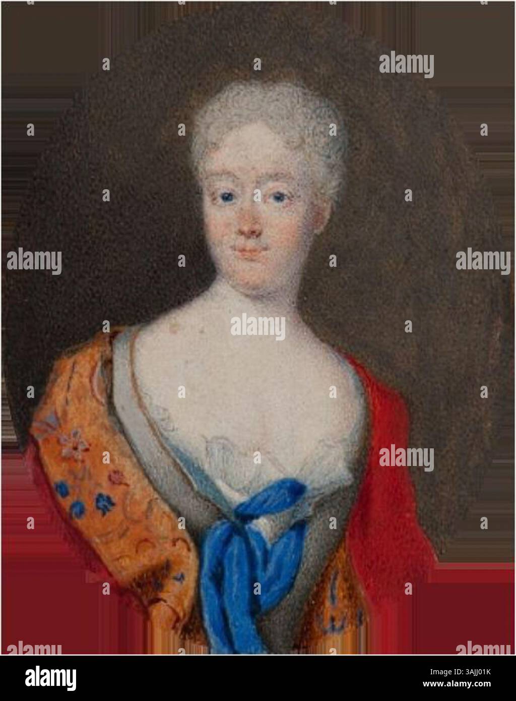 This 1730 watercolor portrait depicts Johanna Elisabeth of Baden ...