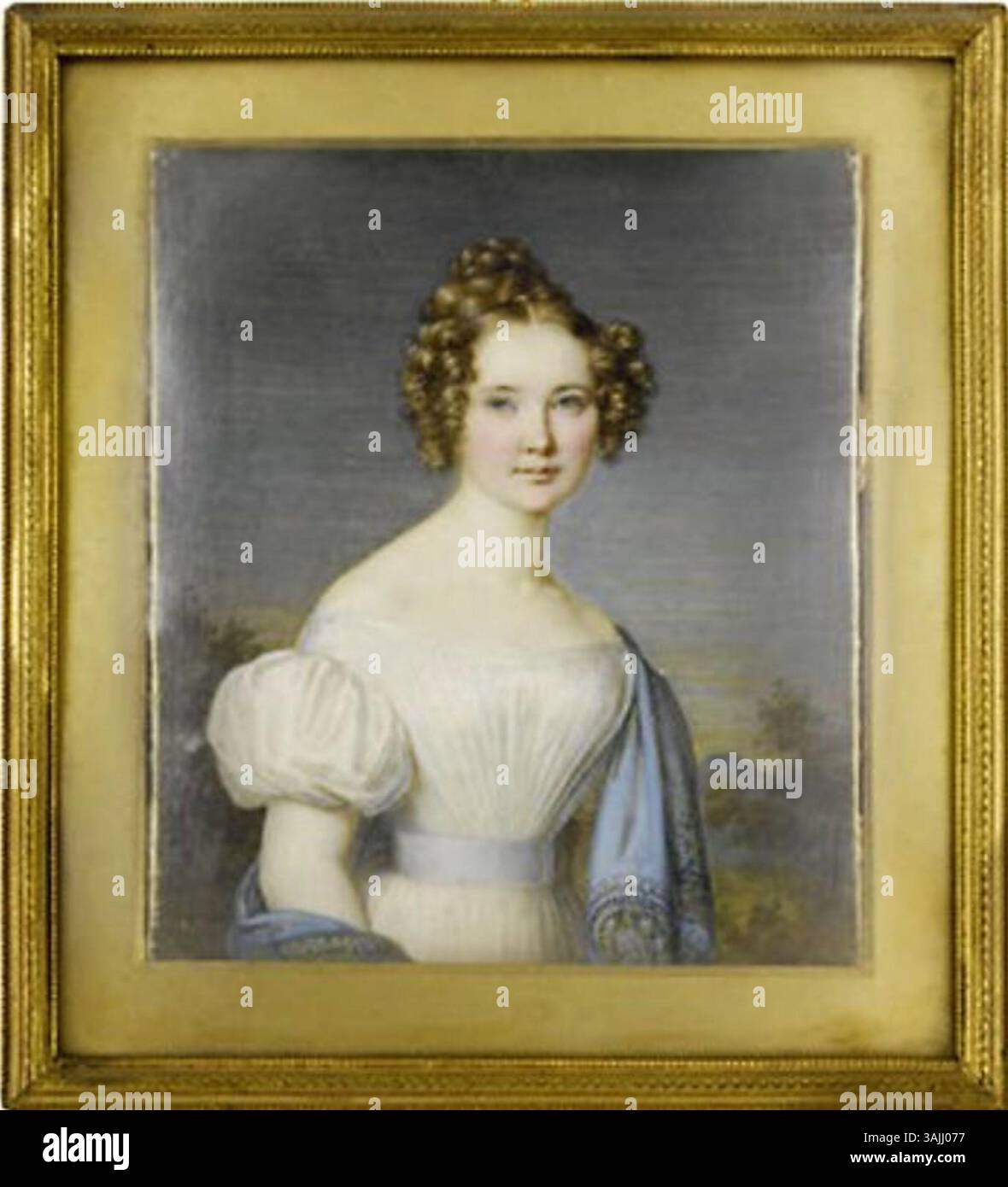 Johann Michael Holder's 1830 painting features a young woman in a white ...