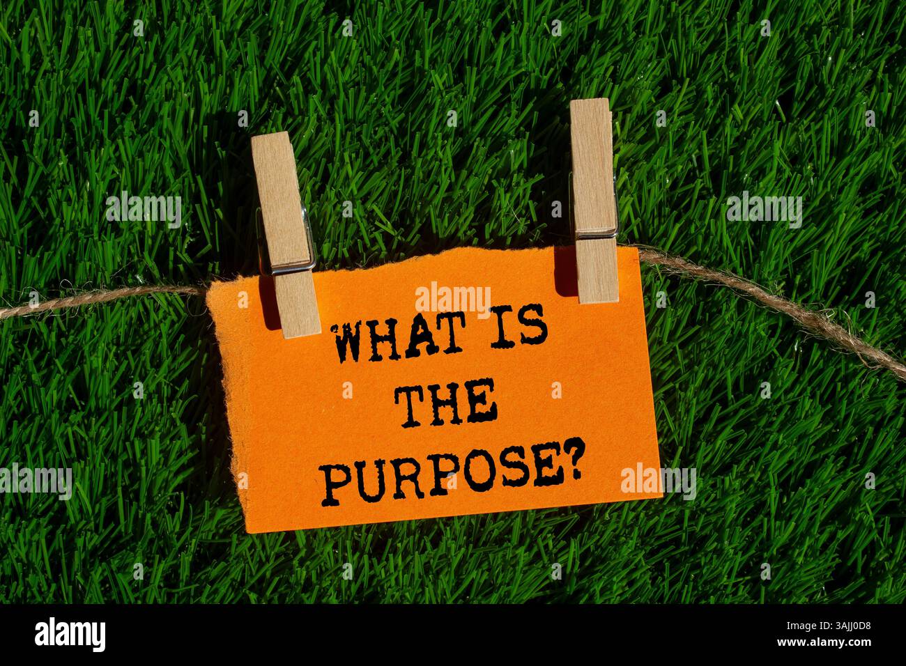 What is the purpose message written on ripped torn orange paper piece ...