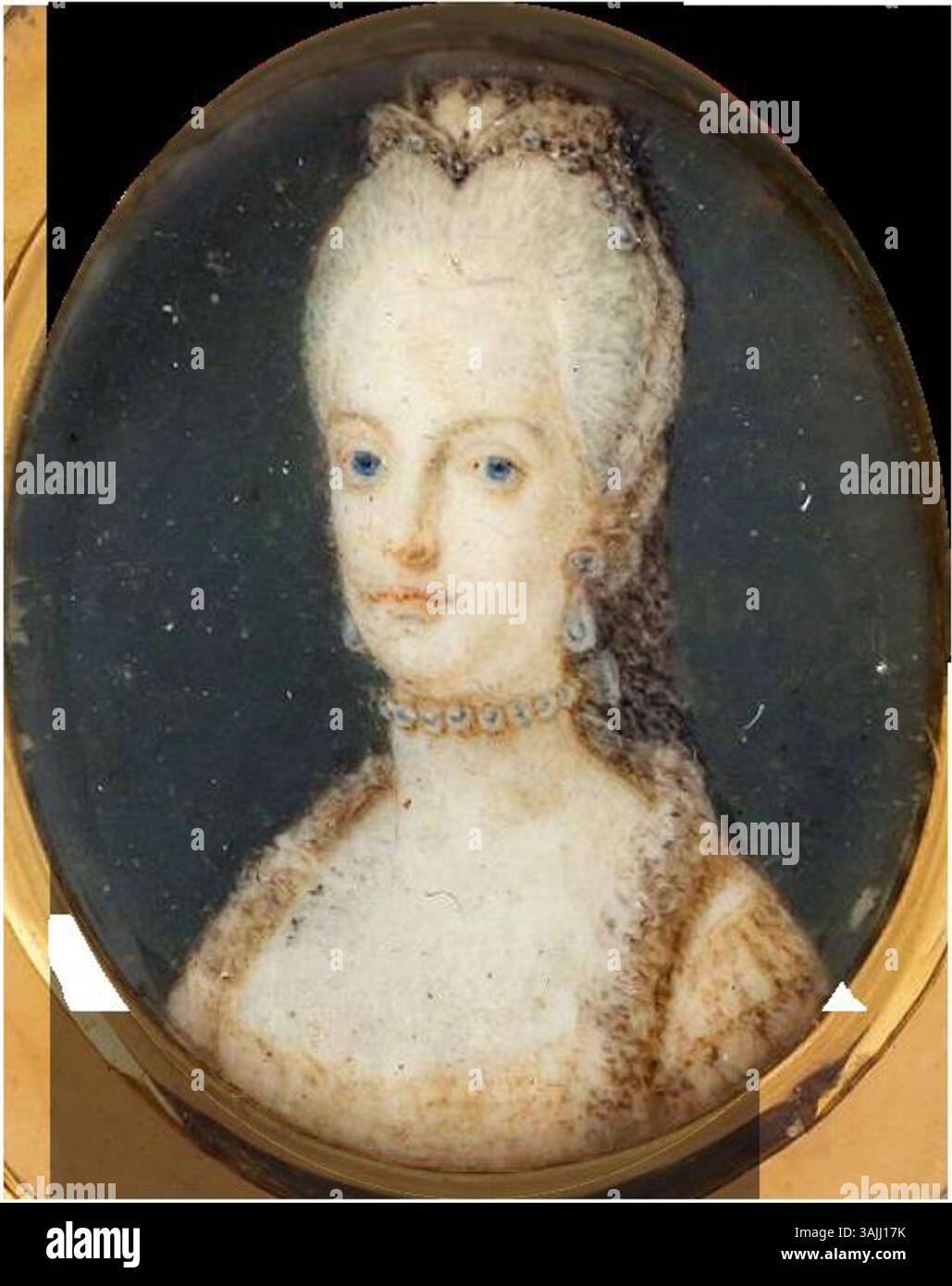 This mid-18th-century portrait, possibly of Maria Carolina of Austria, is a miniature painting ...