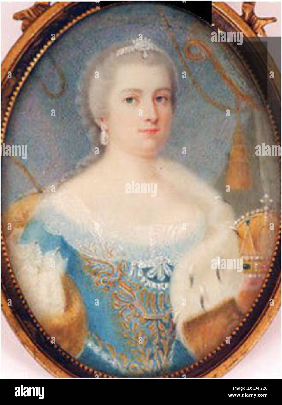 A miniature portrait depicting a woman, misidentified as Catherine the Great of Russia. The ...
