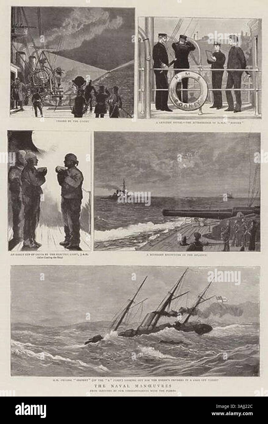 'The Naval Manoeuvres' illustration from The Graphic (1889) depicts ...