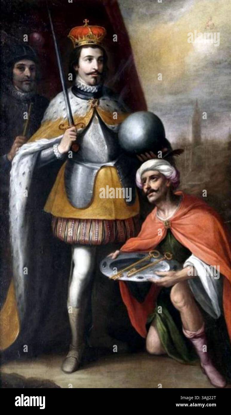 This painting depicts the moment when Al-Jataf, the Moorish King of ...