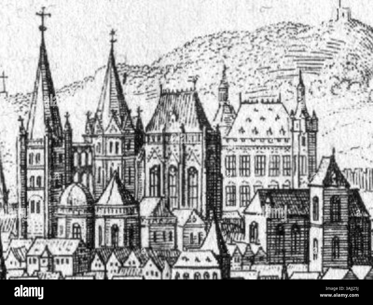 Matthäus Merian’s copper engraving from 1647 shows the Aachen Cathedral ...