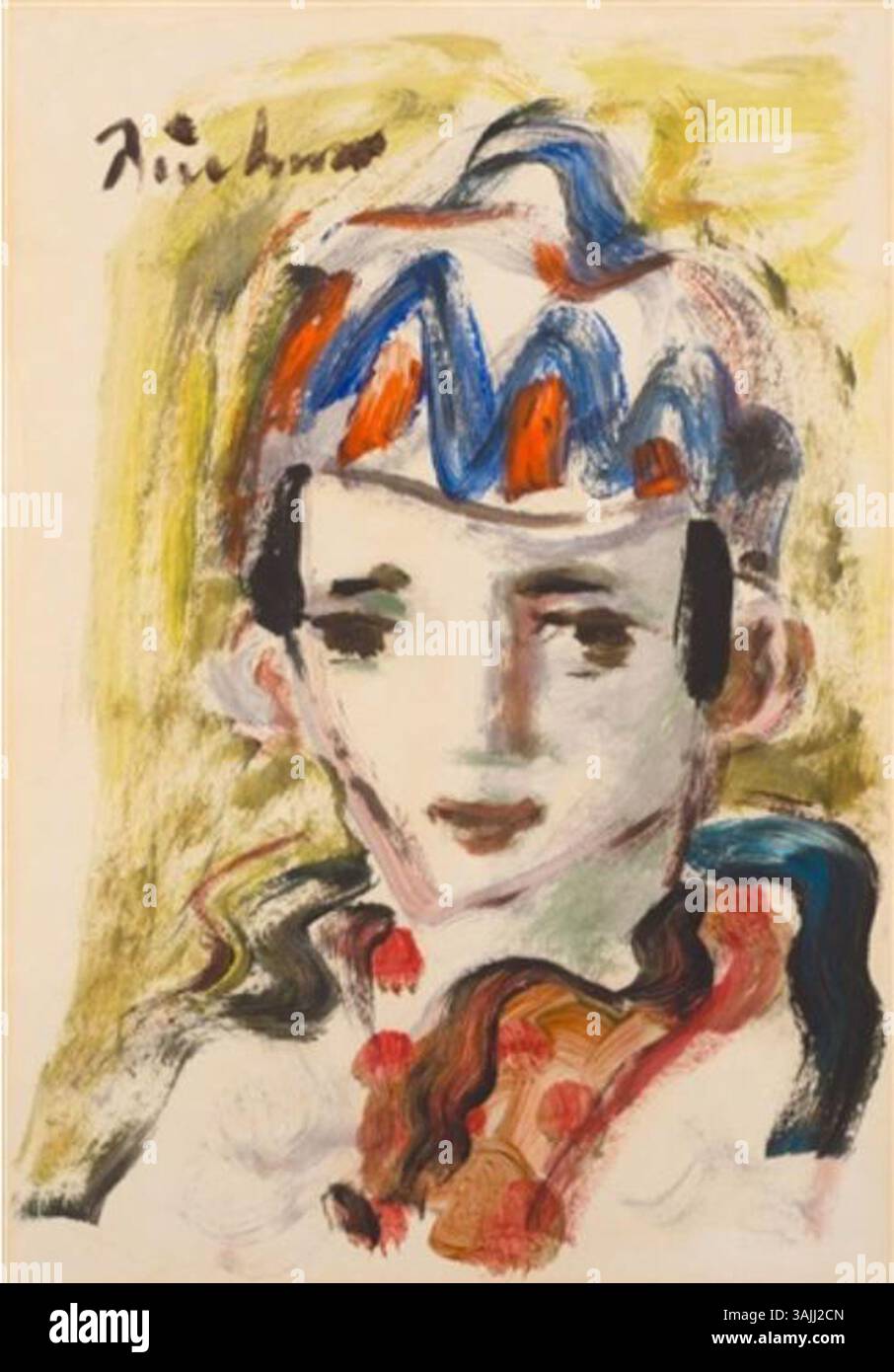Carl Buchner’s 'Harlequin Boy' is an oil painting on paper, created ...