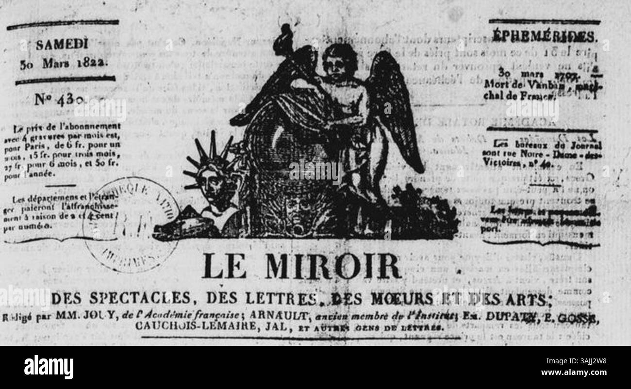 The title page of 'Le Miroir des spectacles,' issue 430, printed in ...
