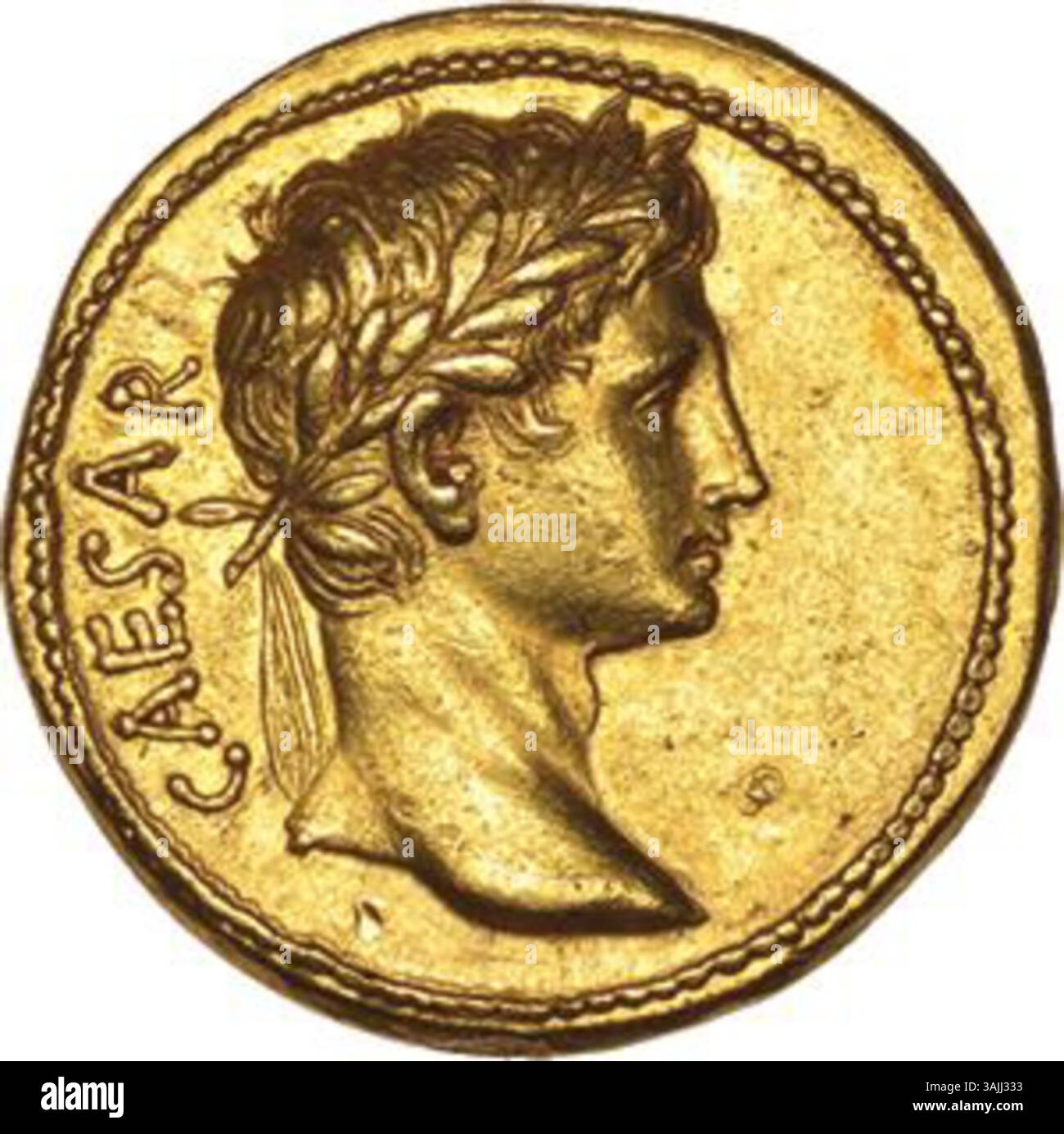 This rare aureus coin, issued between 27 BC and 18 BC, features the ...