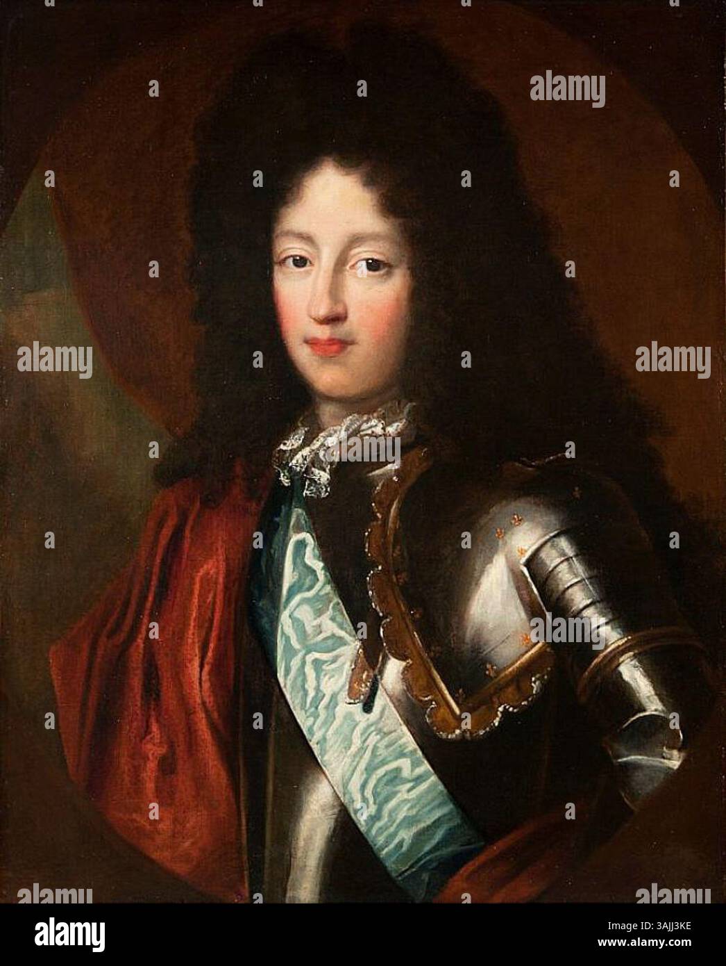 This portrait, attributed to the Circle of Pierre Mignard, shows Louis ...