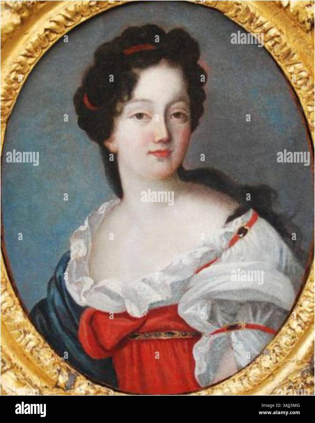 This 17th-18th century oil painting depicts a young woman, possibly ...