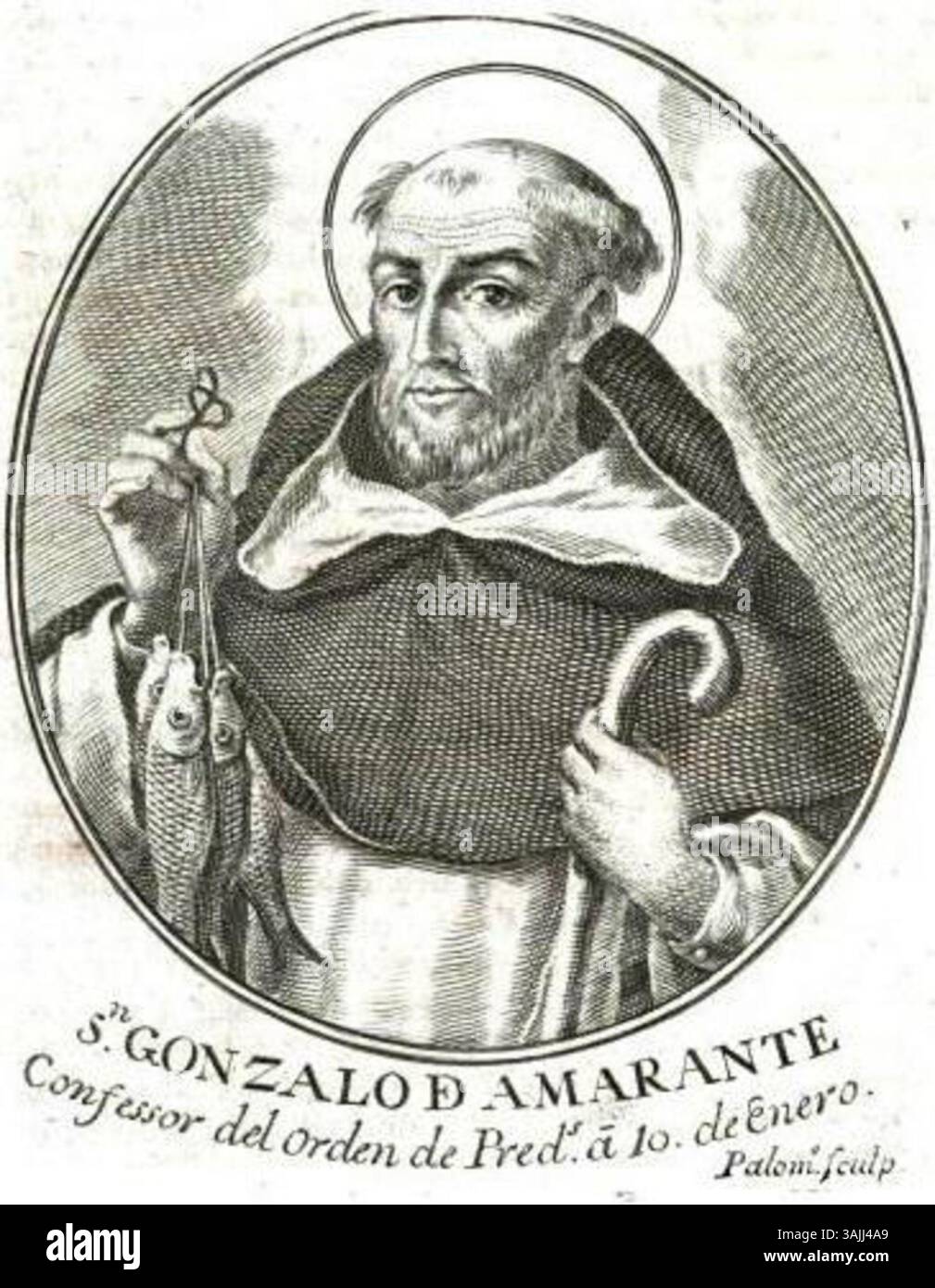 A 19th-century Spanish engraving of Saint Gonzalo de Amarante ...