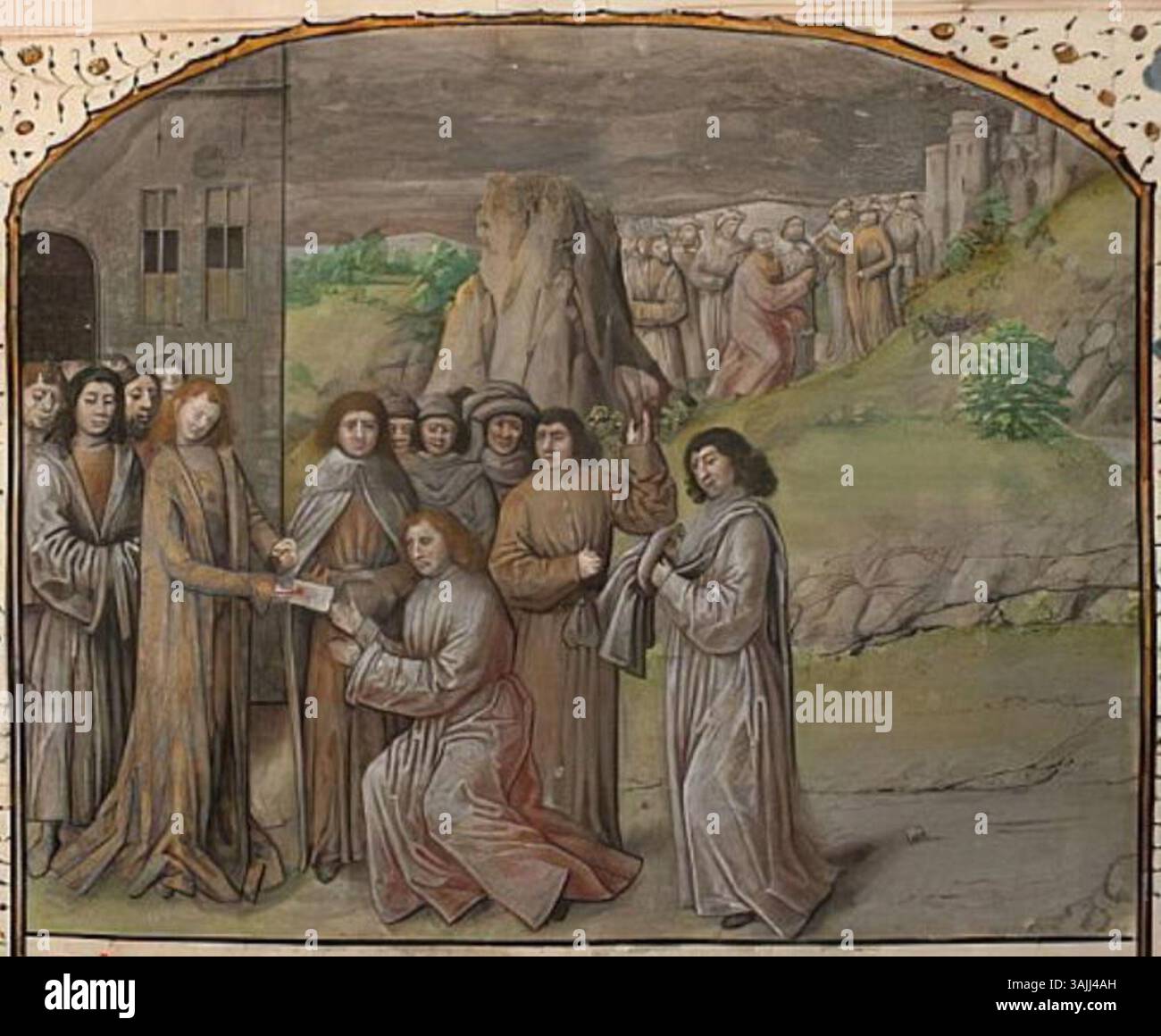 This manuscript illustration from Ms 659 depicts Charlemagne appointing ...