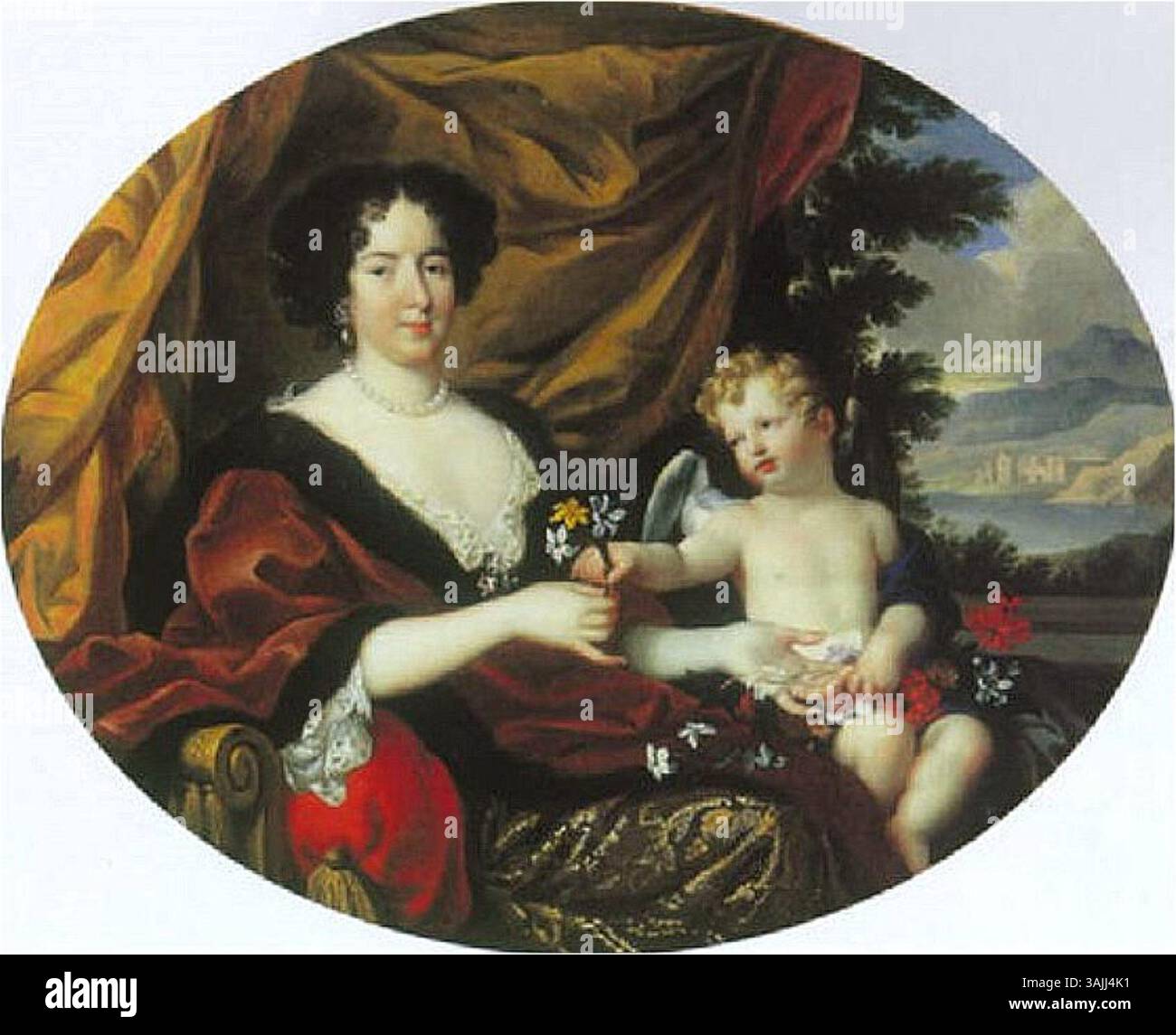 An oil painting attributed to Pierre Mignard, depicting Hortense ...