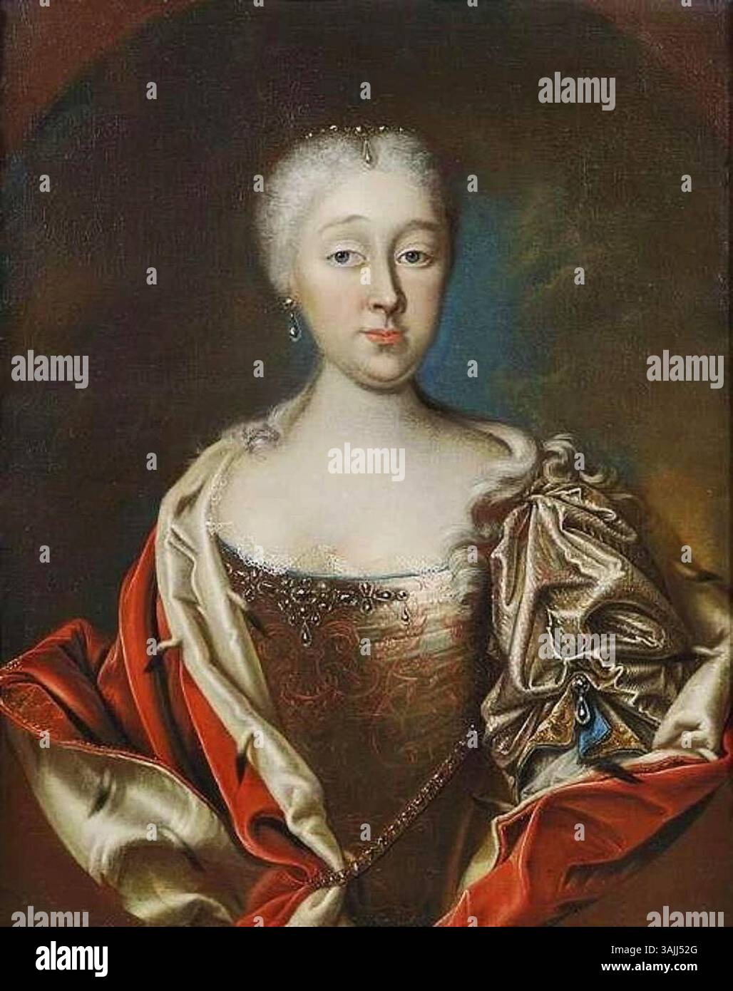 This oil on canvas portrait, created between 1700 and 1750, features ...