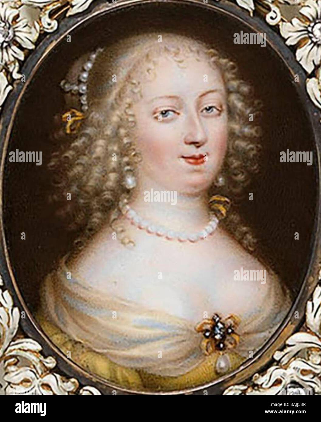 The 17th-century miniature by Jean Petitot portrays Queen Maria ...