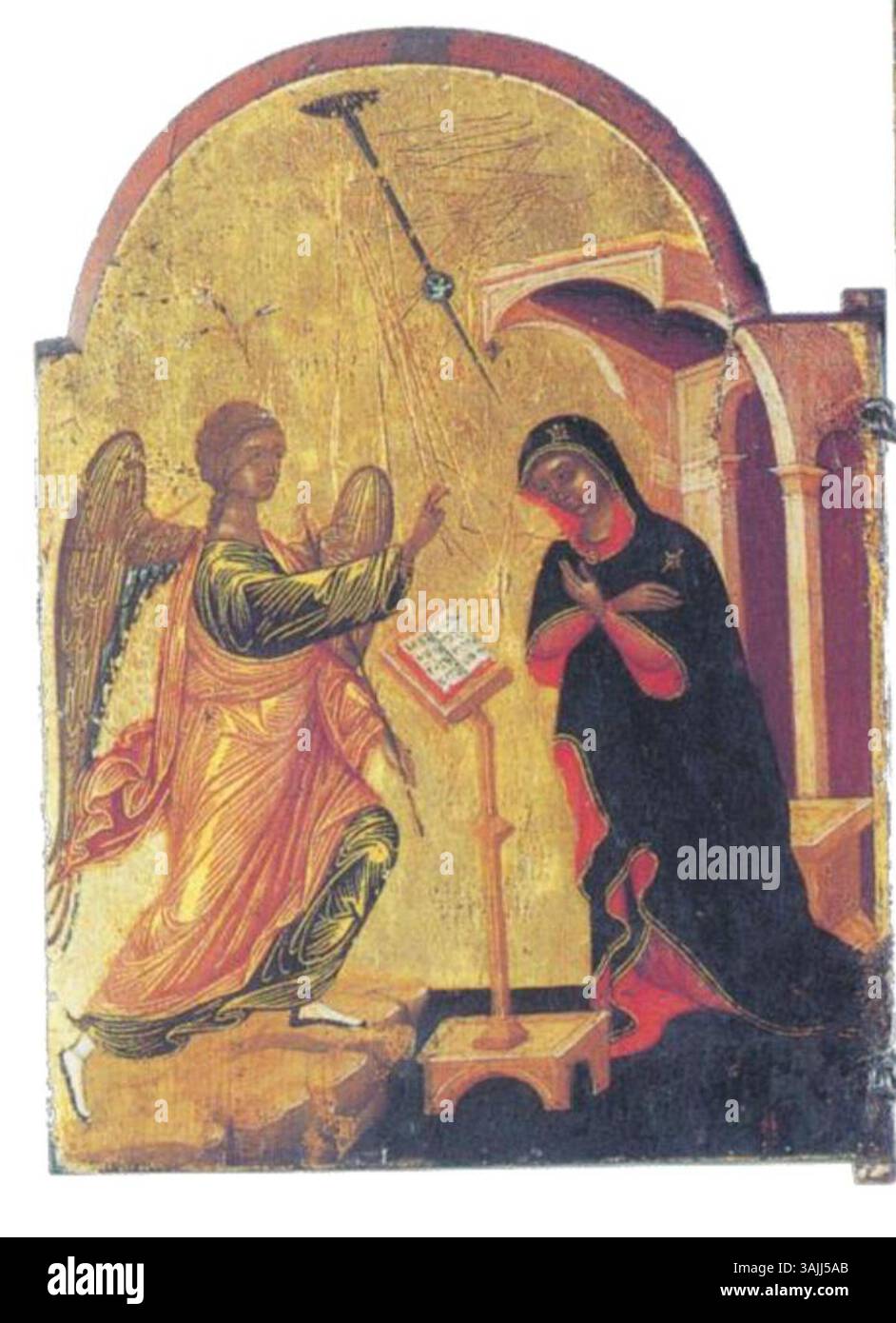 A close-up view of the Annunciation Triptych Pietà by Nikolaos Tzafouris, circa 1470. The ...