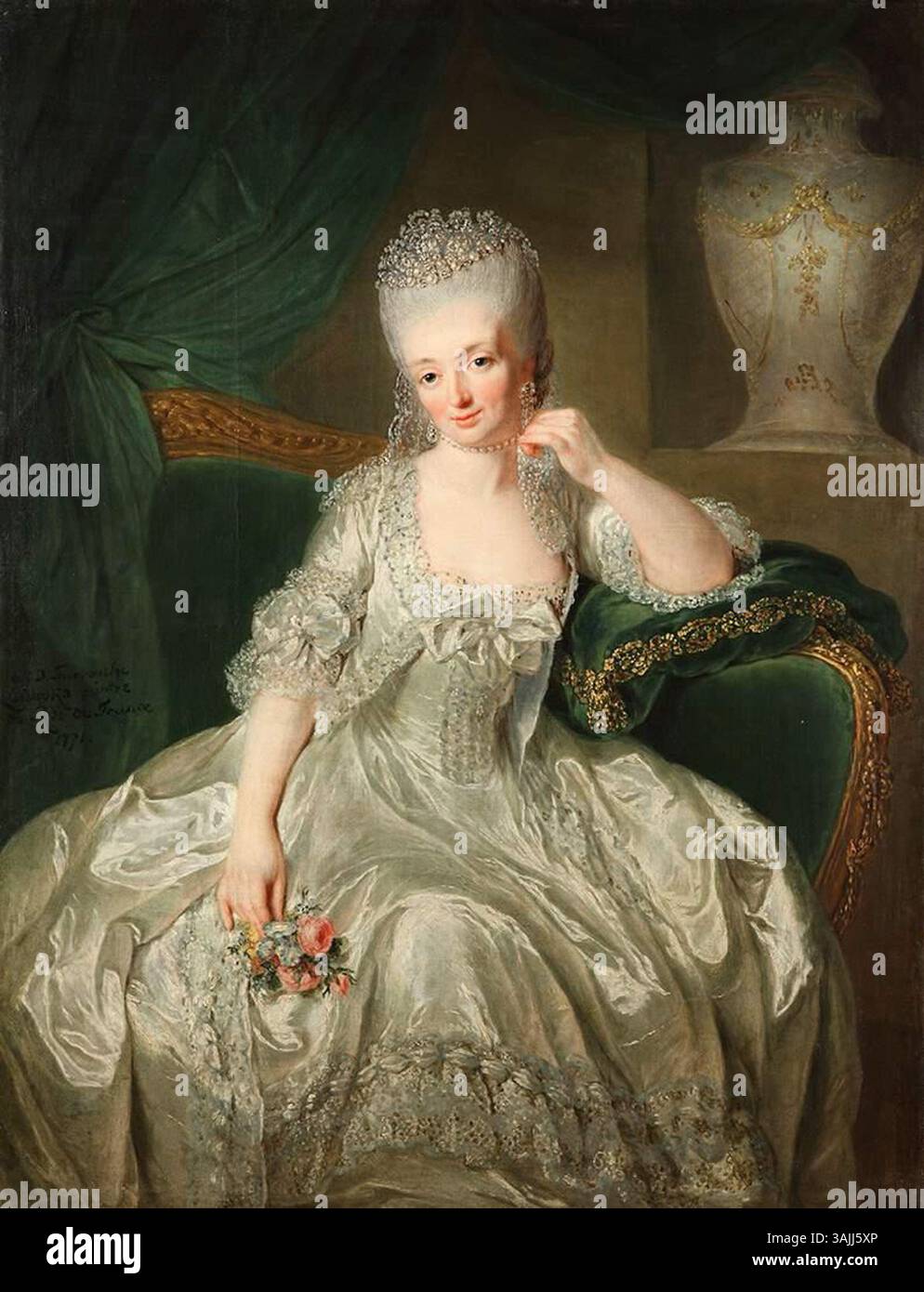 An 18th-century oil portrait by Anna Dorothea Therbusch, depicting Wilhelmine of Prussia ...
