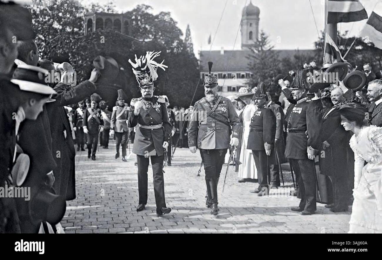 This 1909 painting features King Wilhelm II of Württemberg and Emperor ...