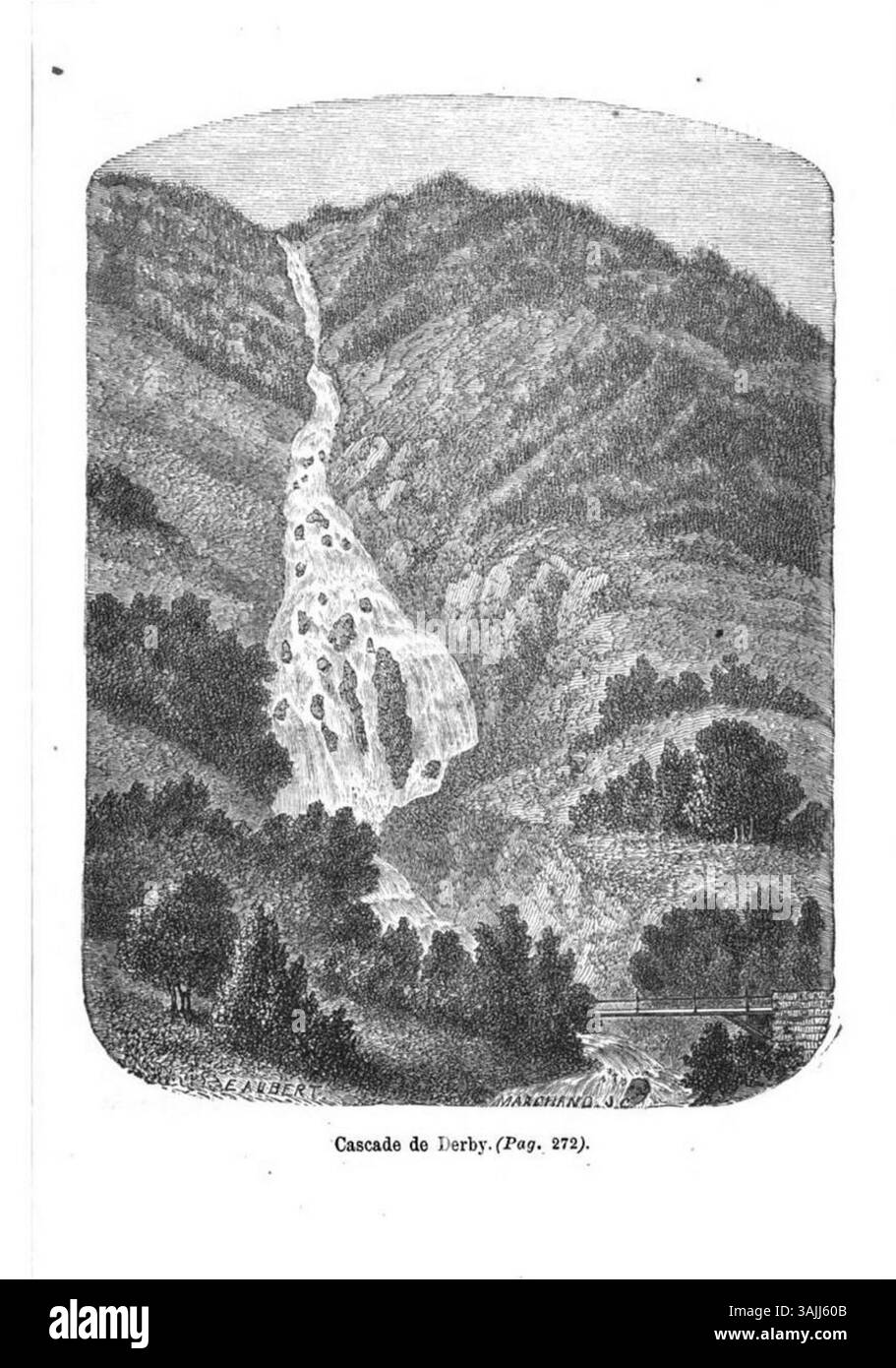 Etching by Édouard Aubert (1814-1888) depicting the Derby waterfall ...