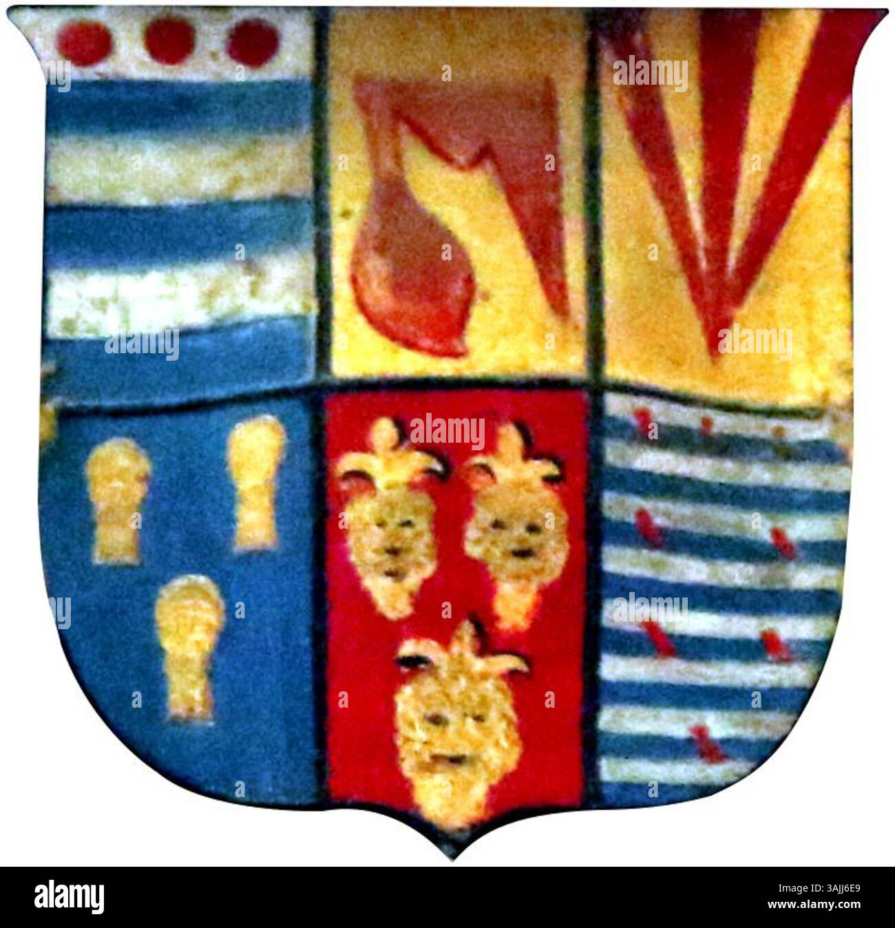 A coat of arms from Henry Grey, 6th Earl of Kent, depicted on a ...