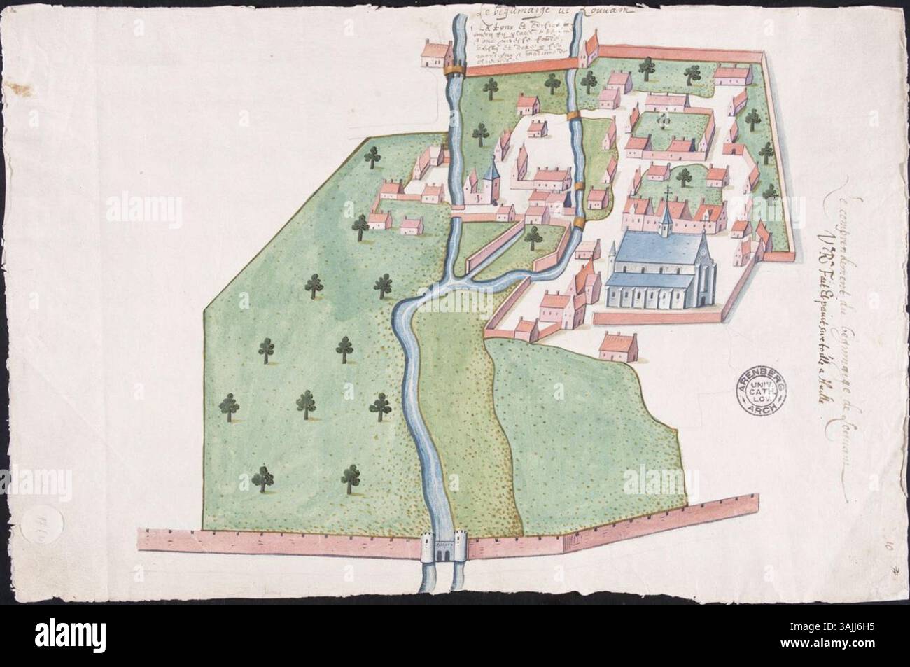 This circa 1600 folio shows the Great Beguinage of Leuven, depicted in ...
