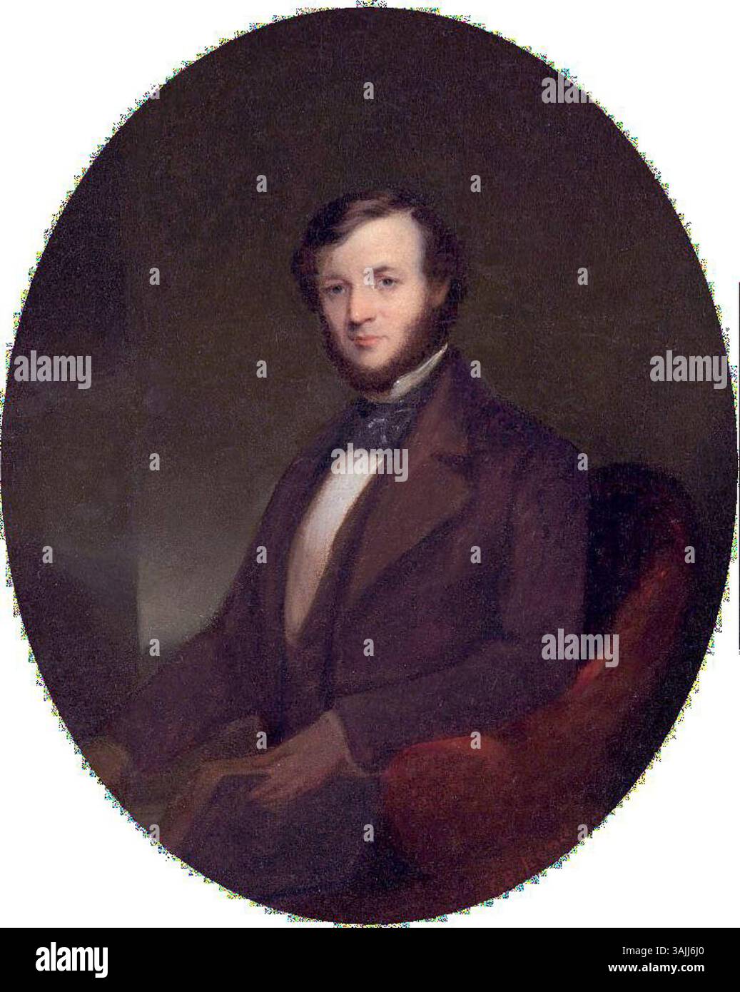 An oval portrait of the poet Robert Browning, painted by Thomas ...