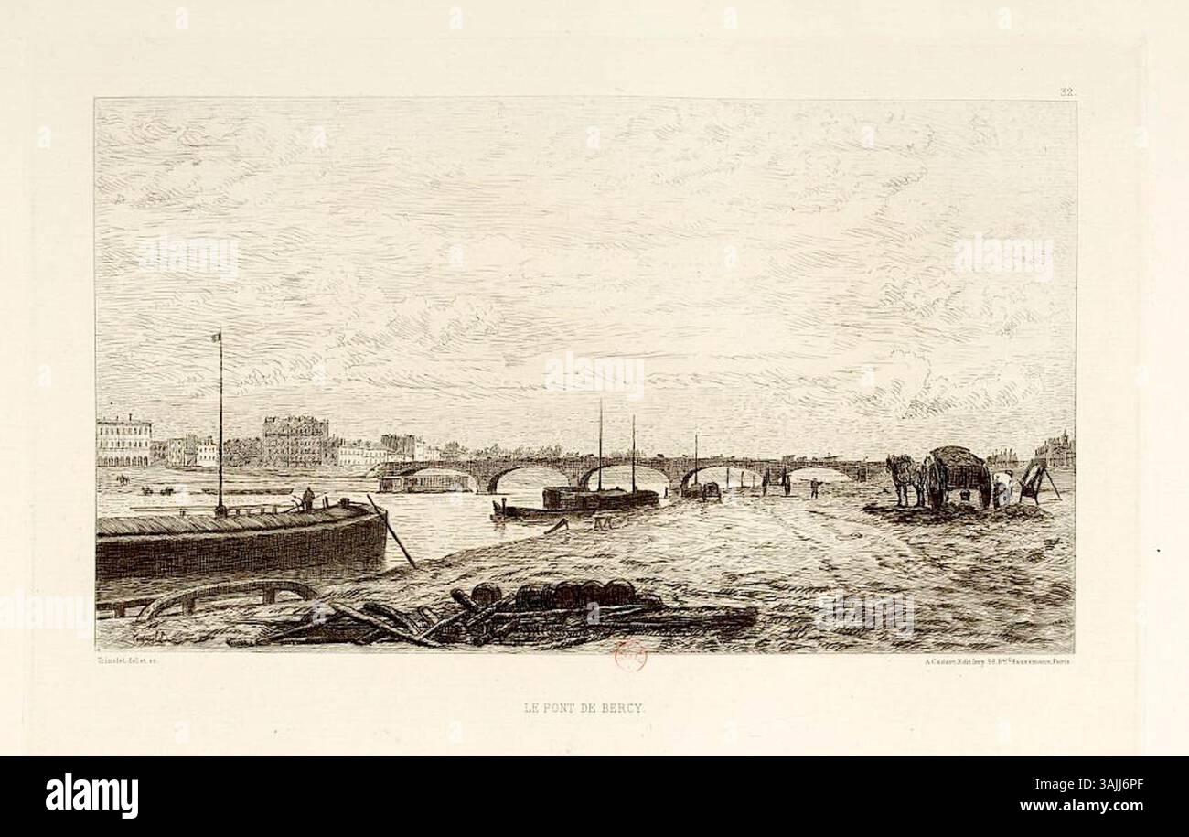 Le Pont de Bercy, an etching by Alphonse Trimolet, published in 1875 ...