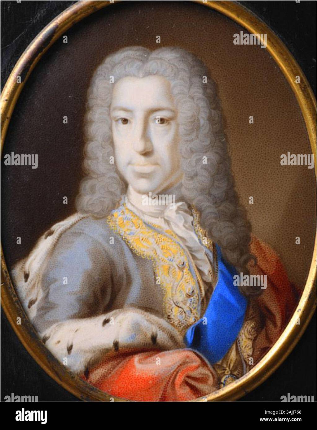 A watercolor portrait of James Francis Edward Stuart, known as the Old ...