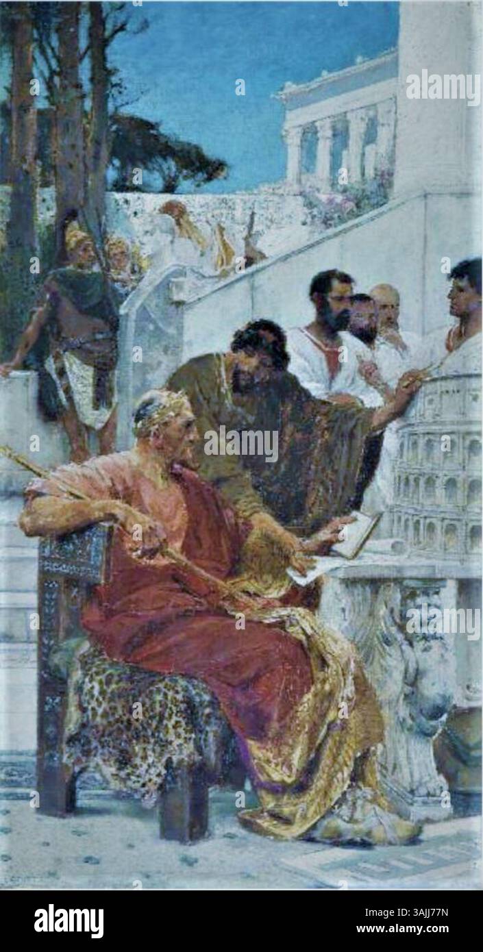 A painting by Carl Gehrts titled "Unter Roms Kaisern" (Under the ...