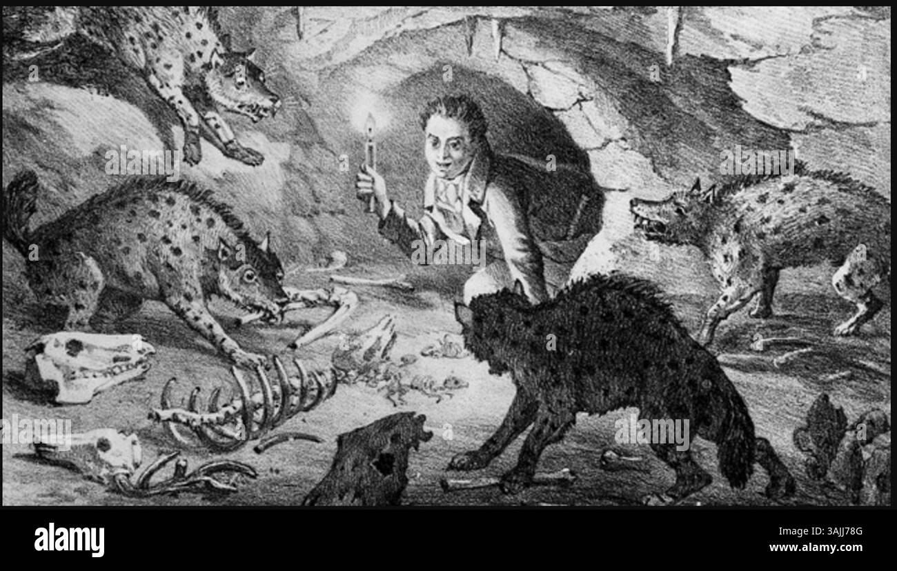 This humorous 1822 cartoon by William Conybeare depicts geologist ...