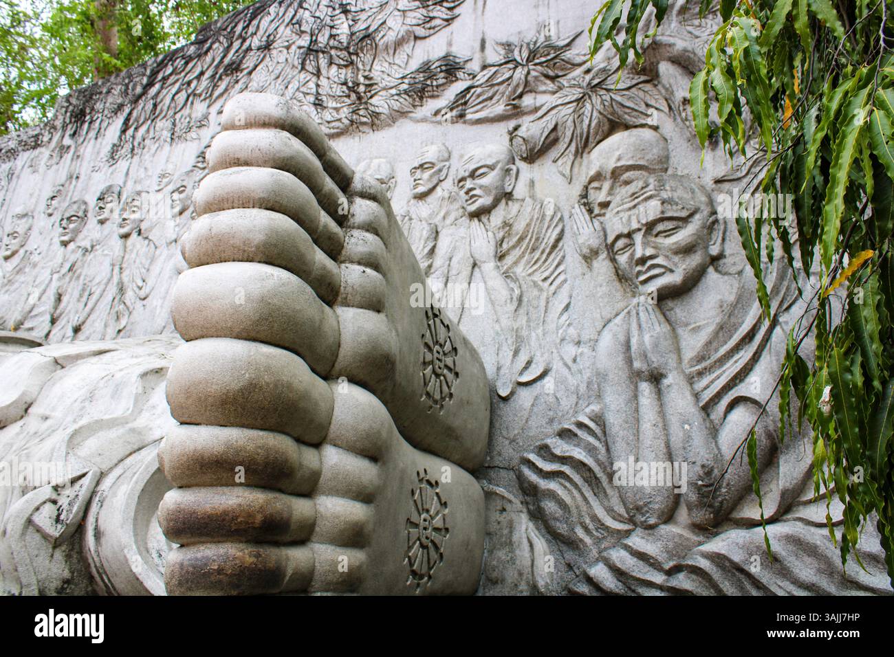 Vietnam, Nha Trang. Long Son Pagoda (Chua Long Son). A sculpture of the ...