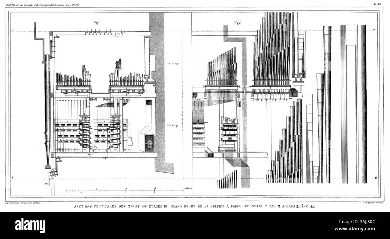 A detailed vertical section of the 3rd and 4th floors of the grand ...