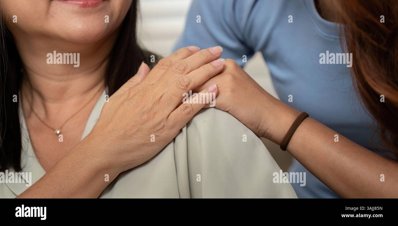 Connection and Care. A mother and daughter sharing a comforting moment ...
