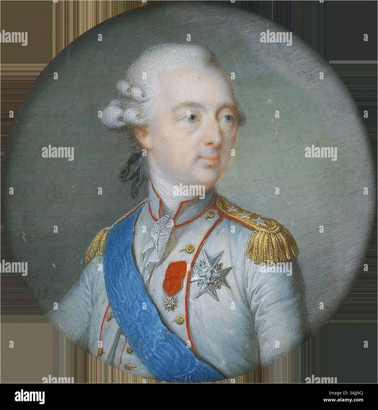 Jacques Augustin’s 1790 gouache and watercolor portrait depicts Louis Joseph, Prince of Condé ...