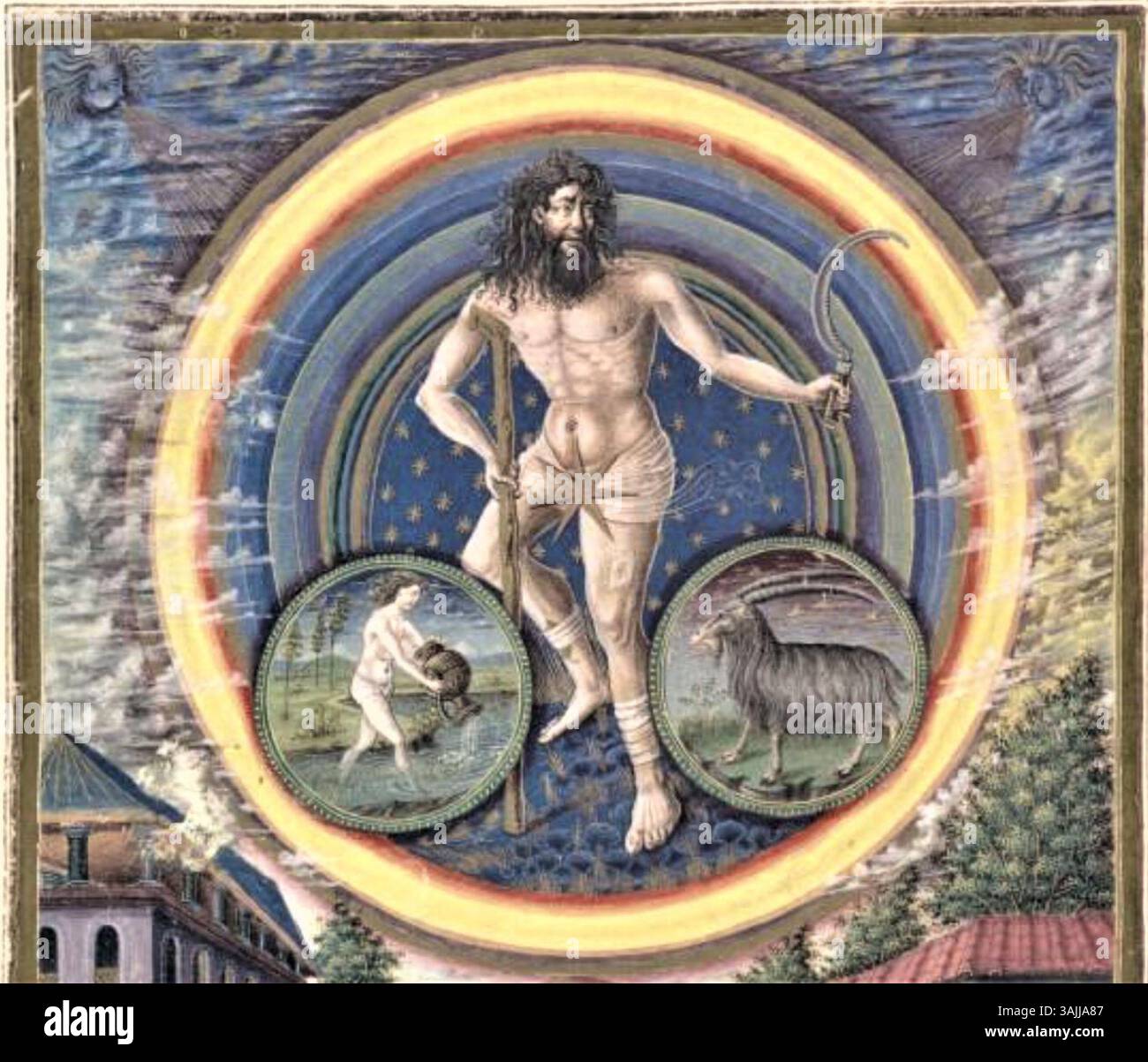 This miniature from the Italian manuscript 'De Sphaera,' circa 1470 ...