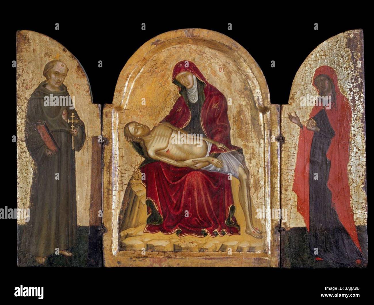 This miniature icon triptych, created by Nikolaos Tzafouris between 1470 and 1501, depicts the ...