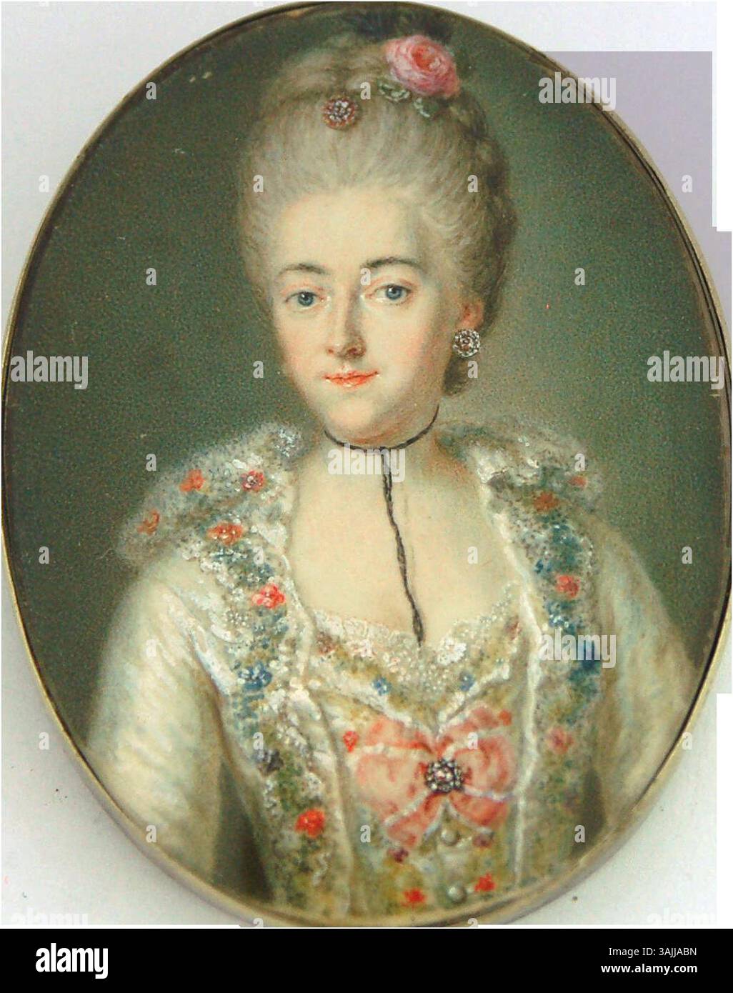 This 1770 watercolor portrait on vellum depicts a noble lady, thought ...