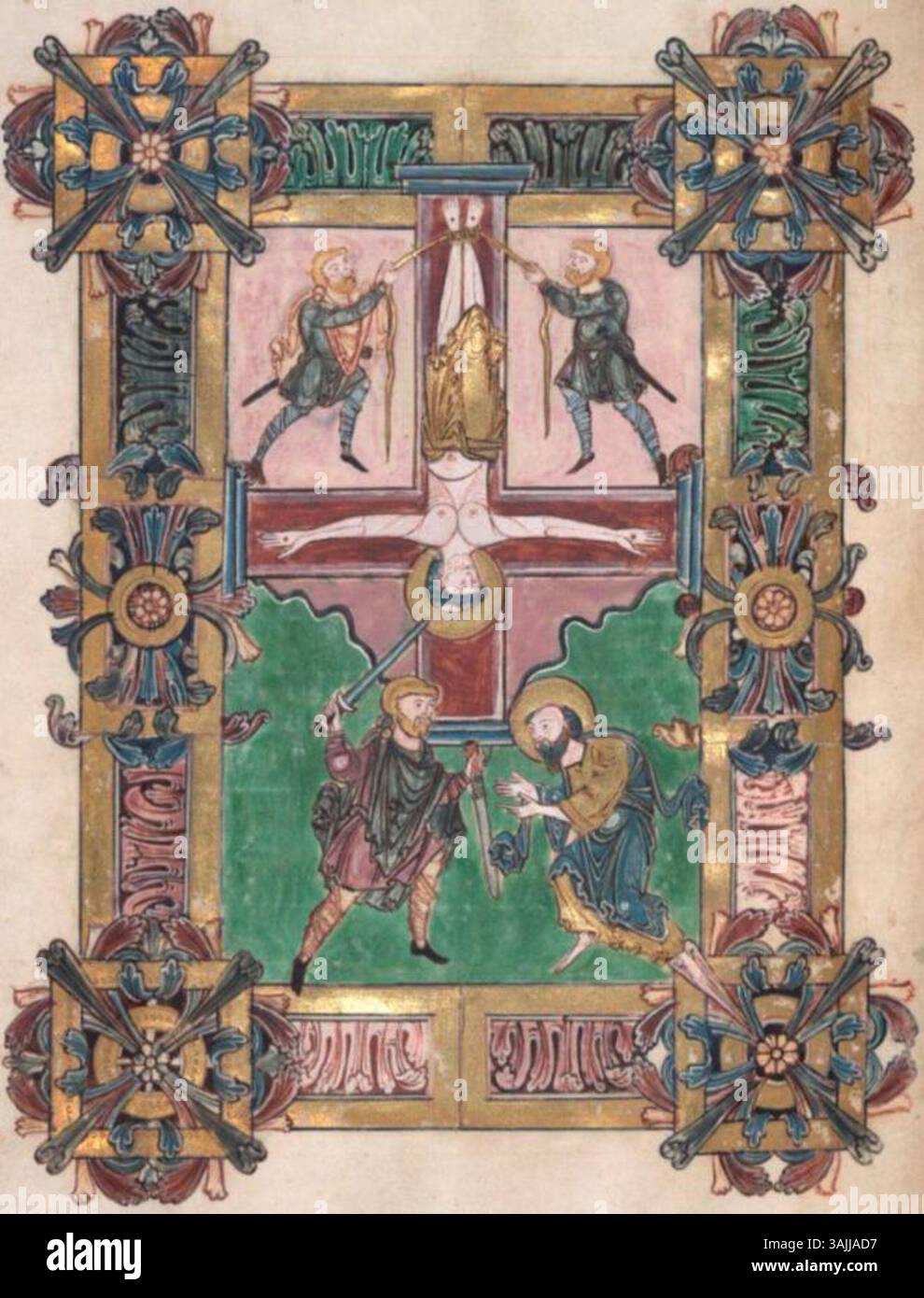 The *Crucifixion of St. Peter* from the Benedictional of Æthelwold, a ...